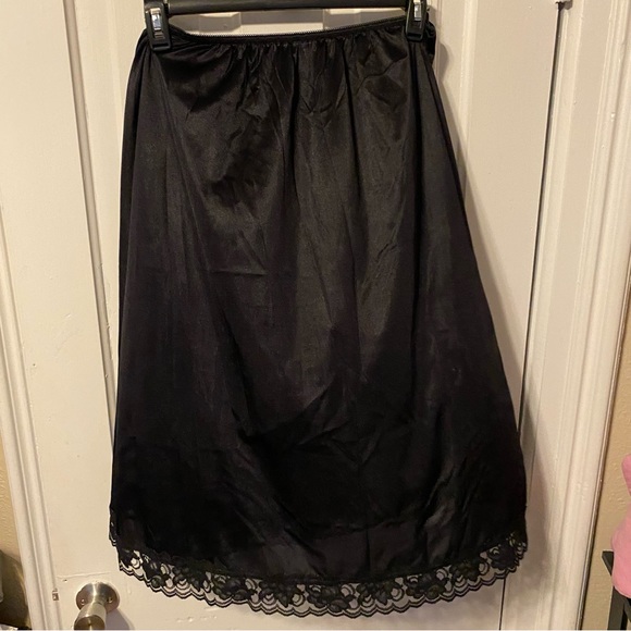Enchanted | Intimates & Sleepwear | Black Lace Trimmed Skirt Slip ...